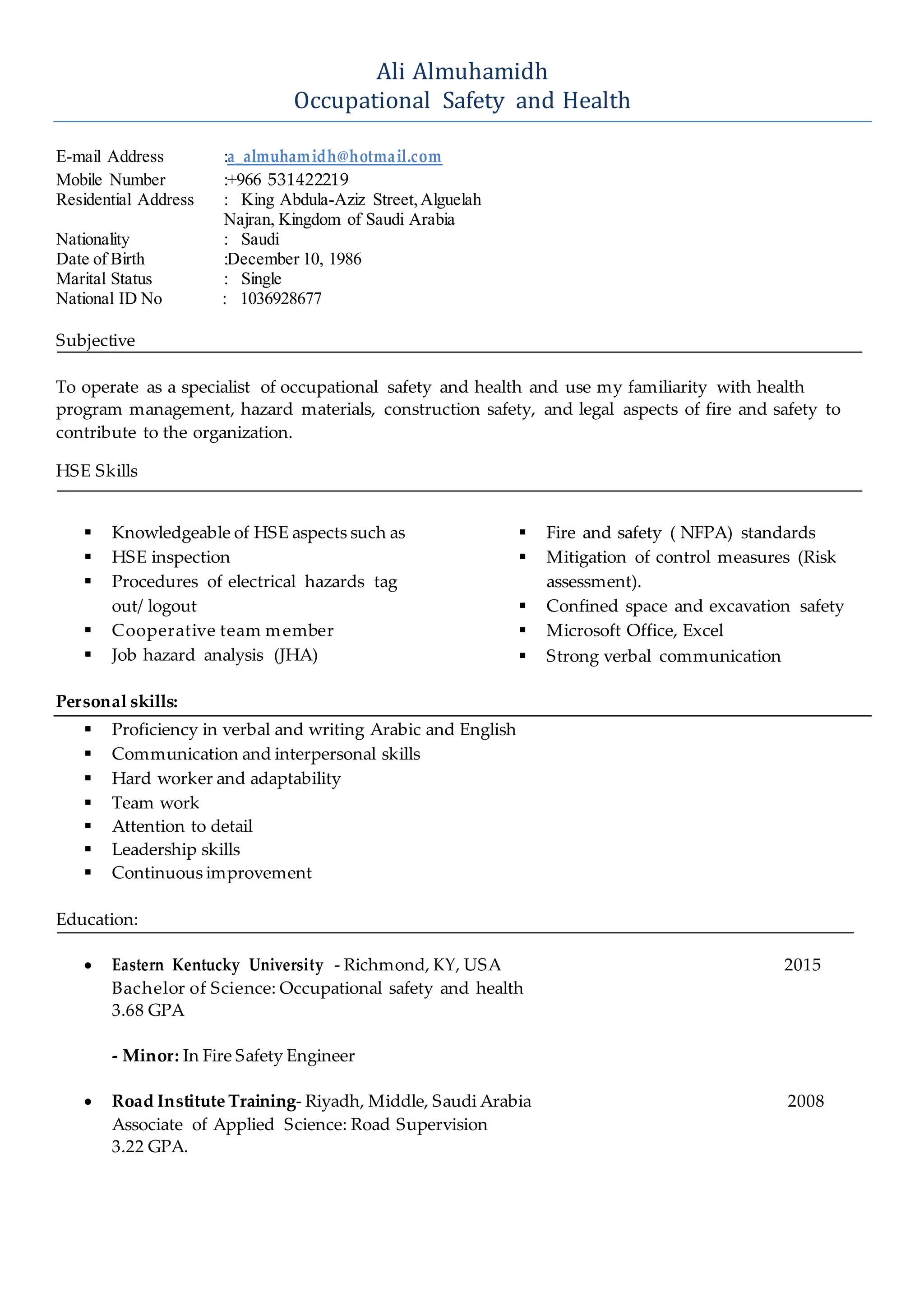 ALI RESUME new 11111222 ALI (1) | PDF