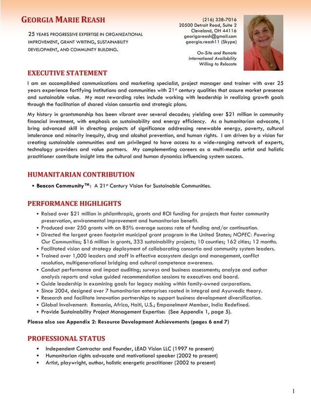 Georgia Reash Vitae April 2015 | PDF