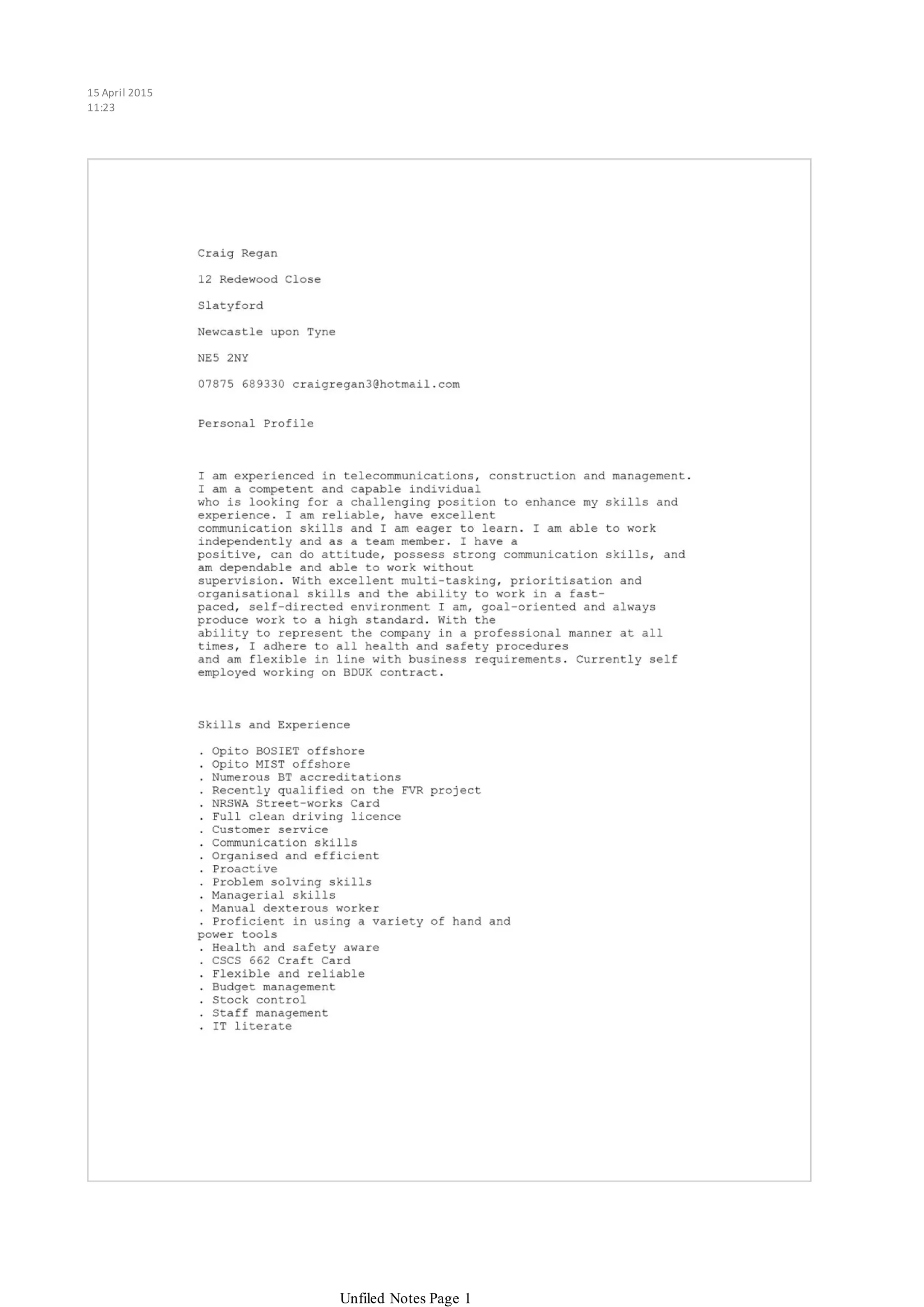 cv offshore PDF | PDF