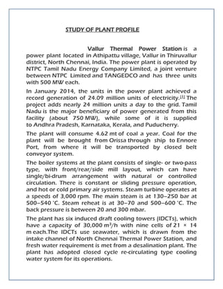 REPORT -VALLUR THERMAL POWER PLANT | PDF | Gas and Electric | Home Utilities