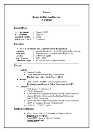 George Adel`s resume | PDF