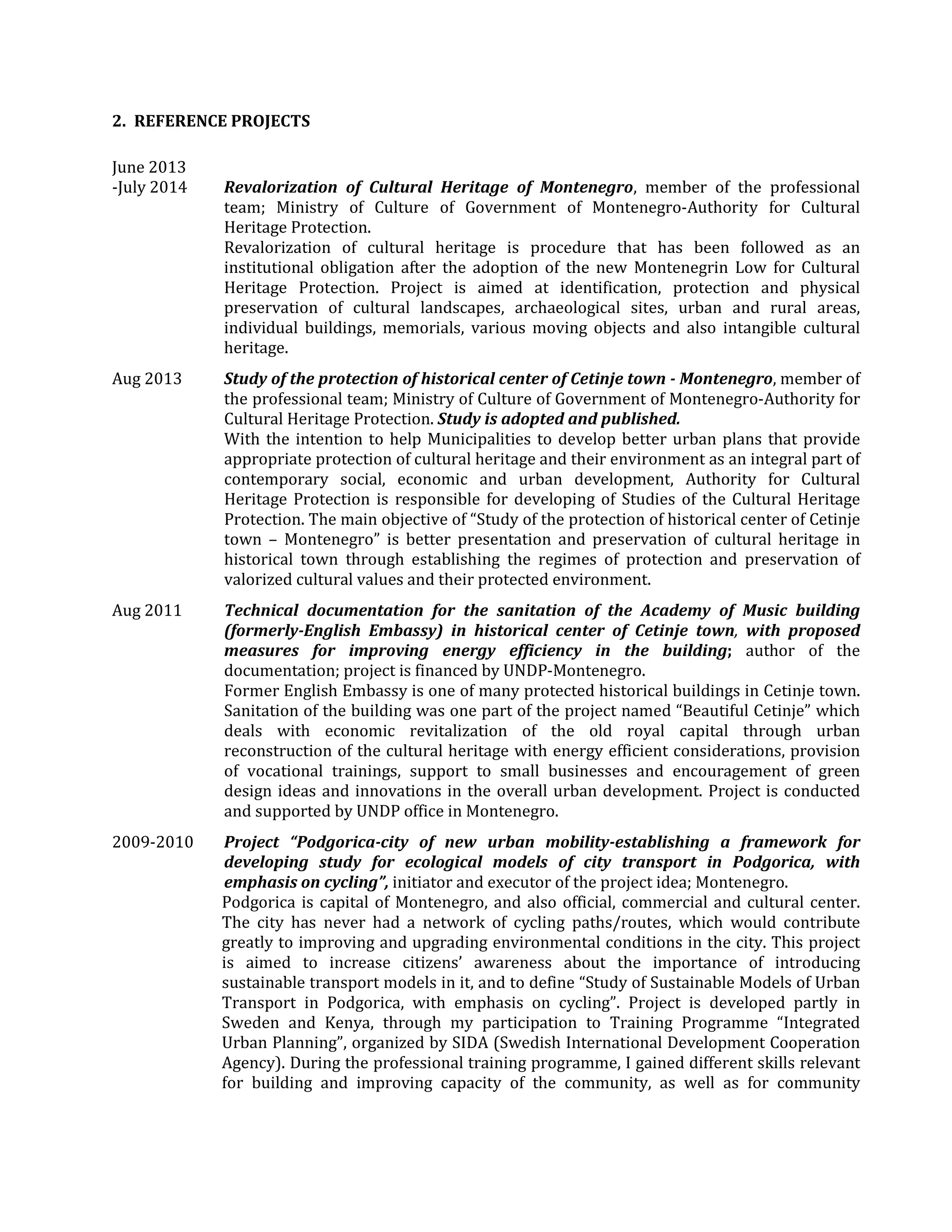 Reference projects Zorica Tomanovic | PDF