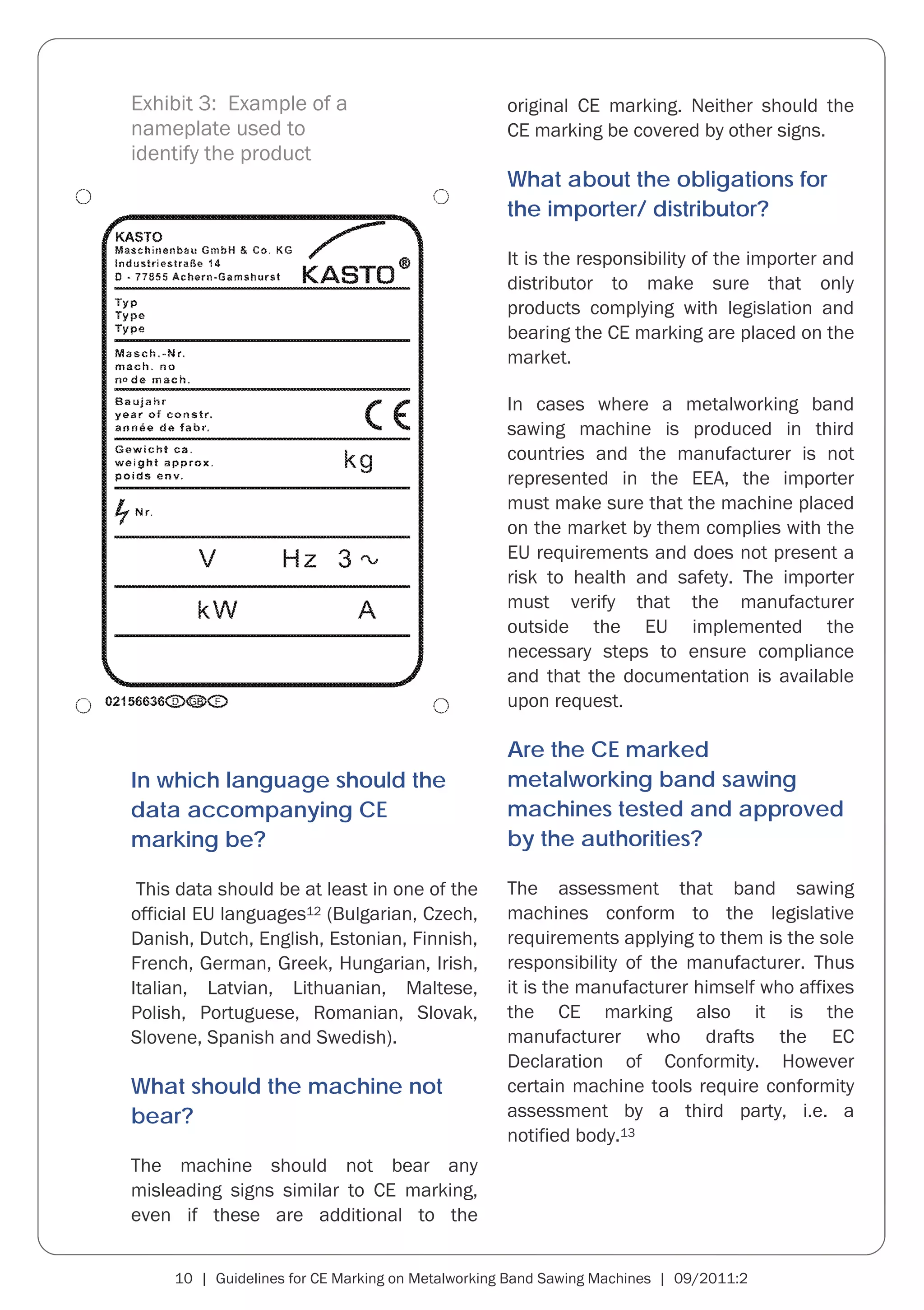 CECIMO guidelines CE marking band sawing machines ENG | PDF