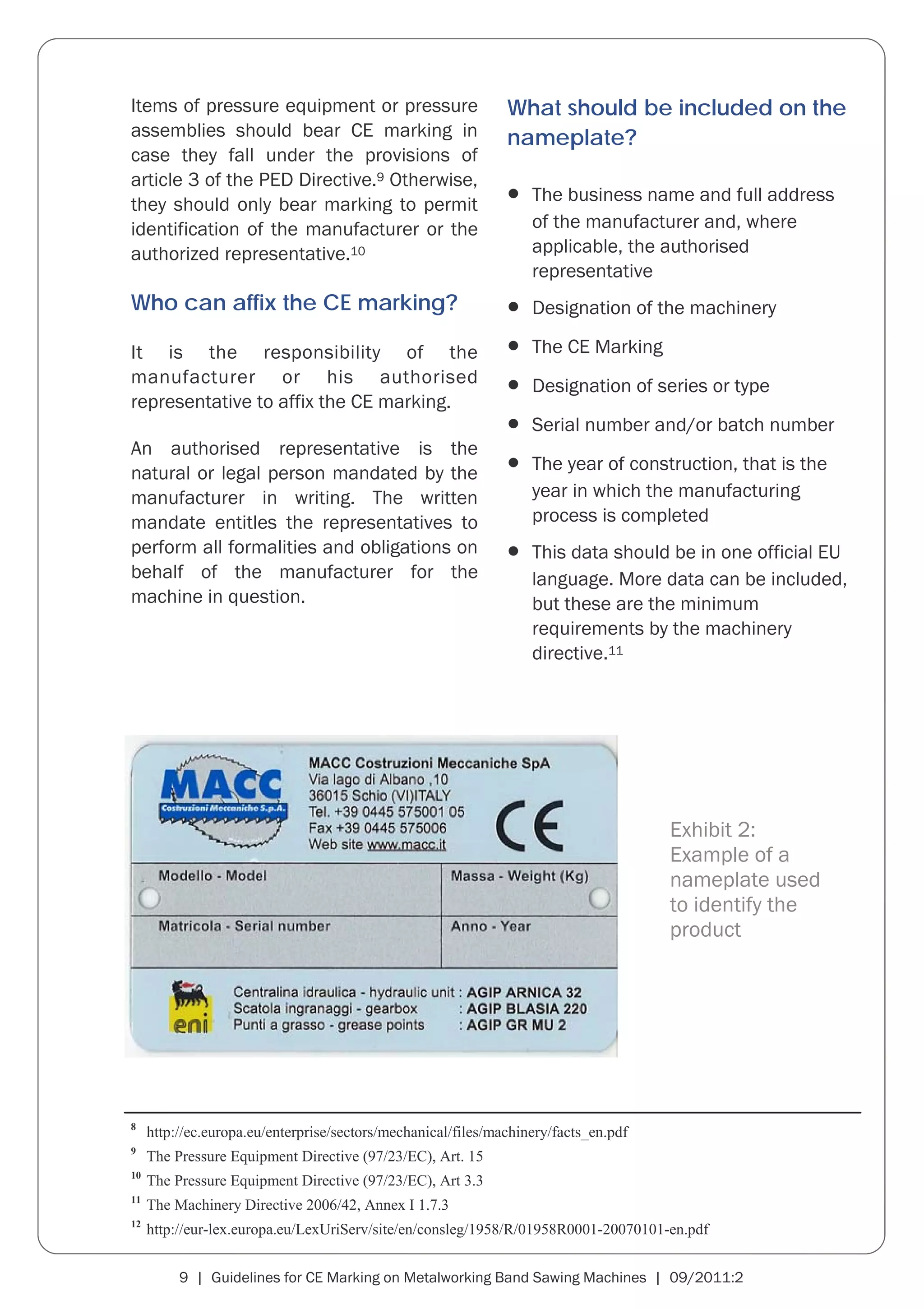 CECIMO guidelines CE marking band sawing machines ENG | PDF