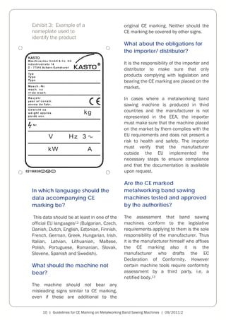 CECIMO guidelines CE marking band sawing machines ENG | PDF