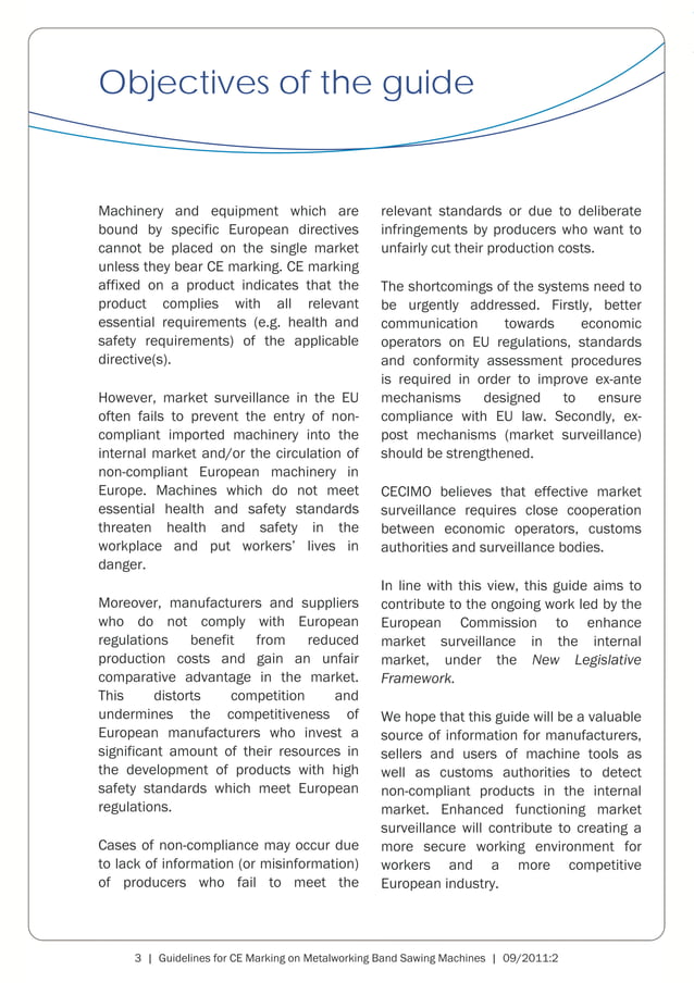 CECIMO guidelines CE marking band sawing machines ENG | PDF