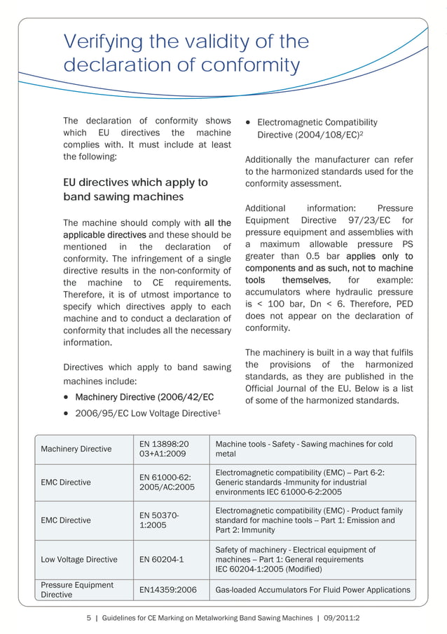 CECIMO guidelines CE marking band sawing machines ENG | PDF