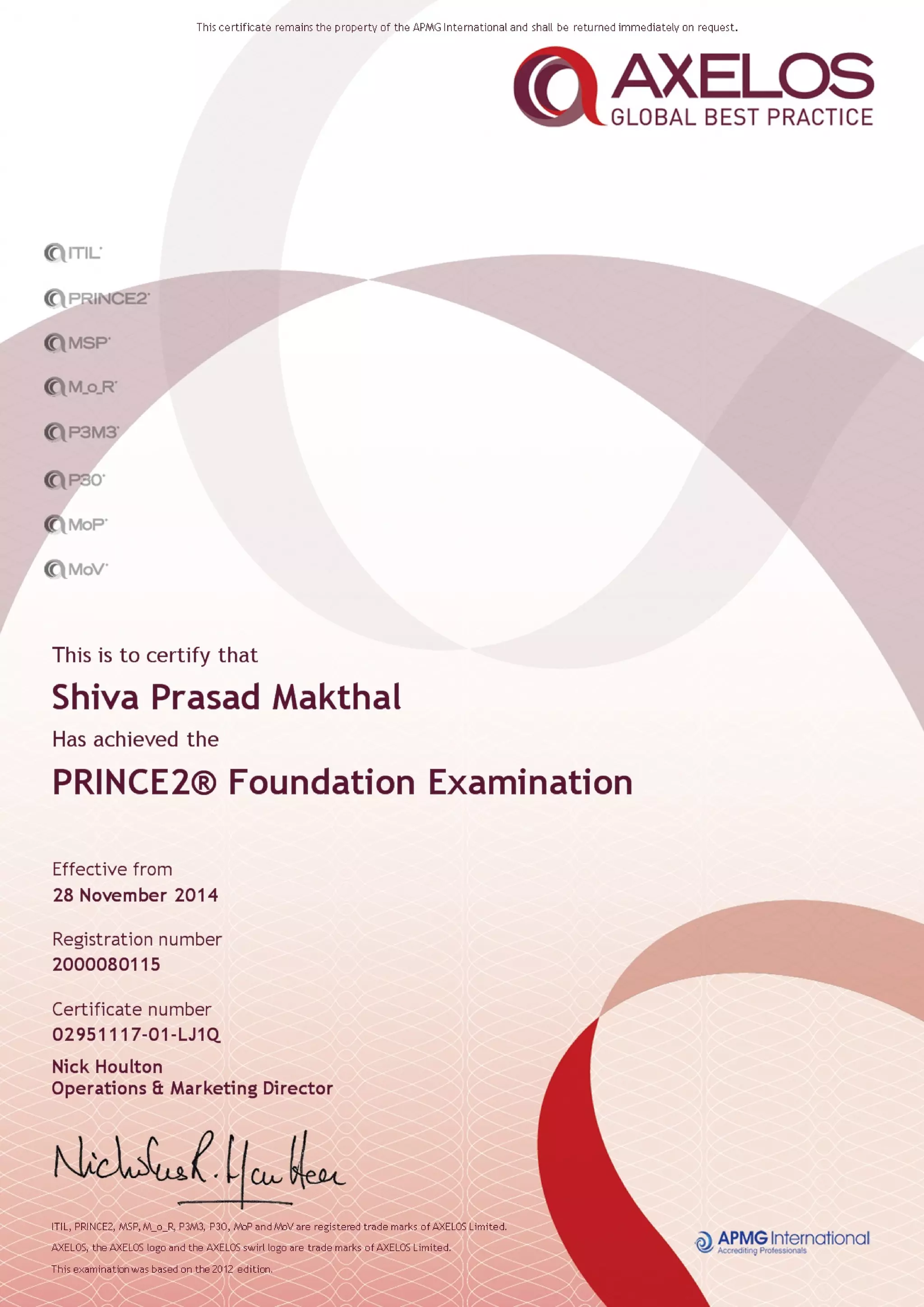 Prince2 Certificate | PDF