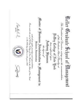 Anthony Ray Shannon MBA DEGREE | DOCX