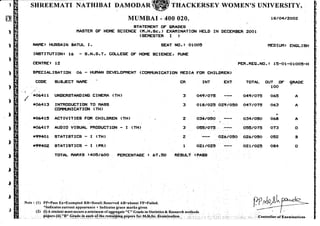 Masters Marksheet | PDF