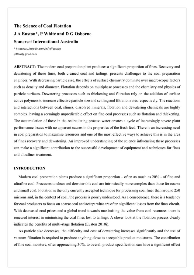 Coal Flotation Chemistry | PDF