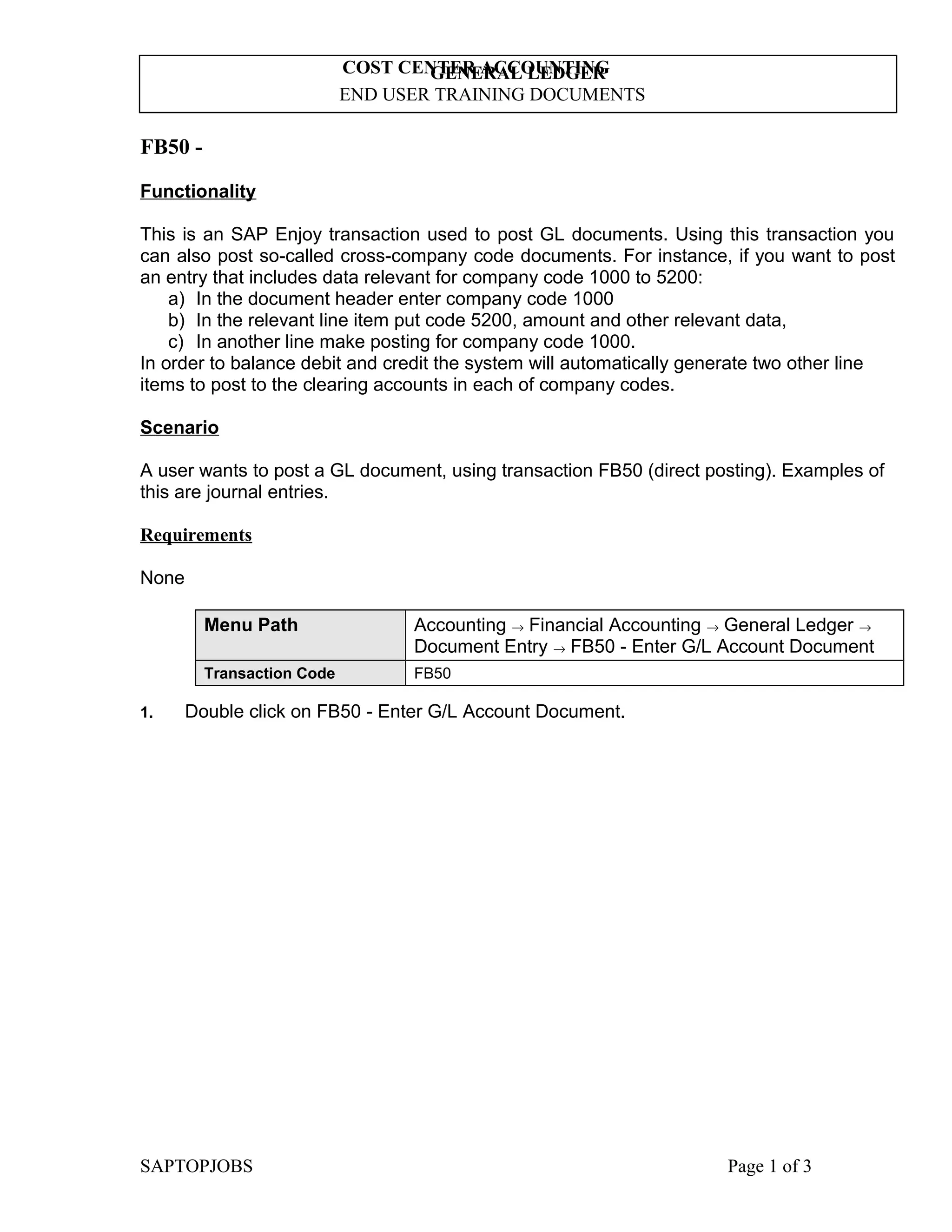 Fb50 posting gl document | DOC