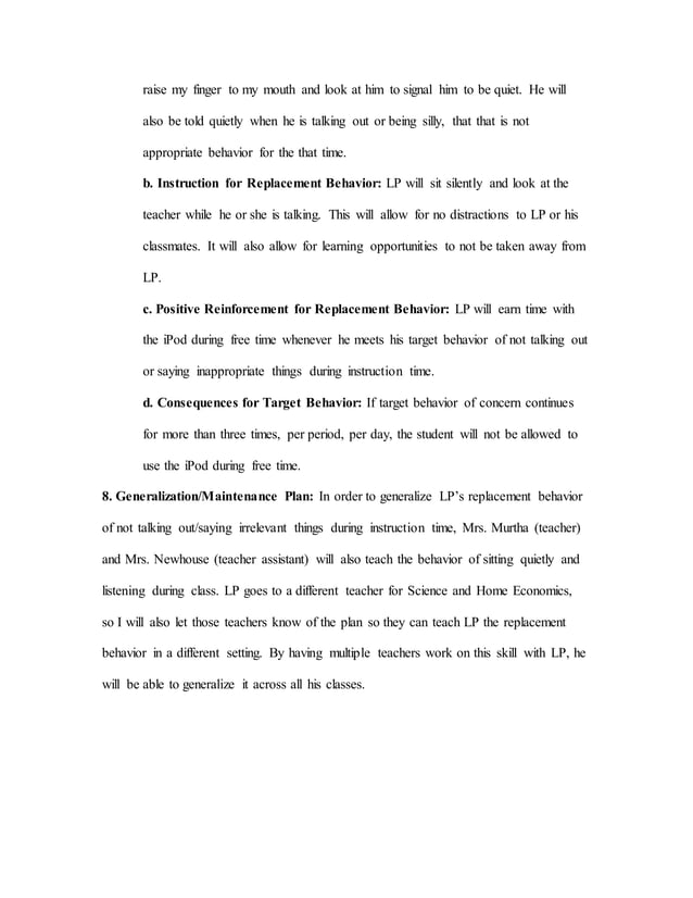 Behavior Management Plan | PDF