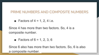 Presentation on Prime Numbers and Composite Numbers | PPTX