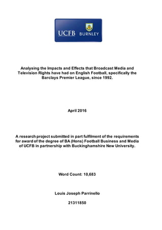 Broadcasting Rights in Football: Dissertation | DOCX