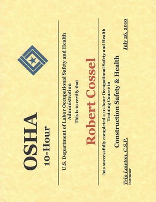 Robert Cossel Certs & Awards | PDF