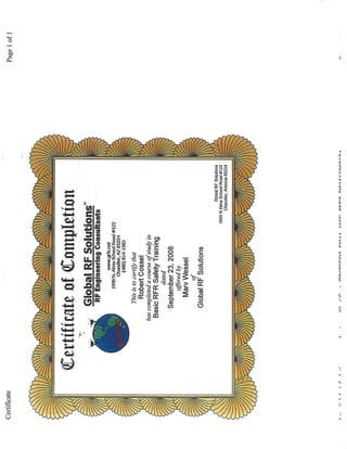 Robert Cossel Certs & Awards | PDF