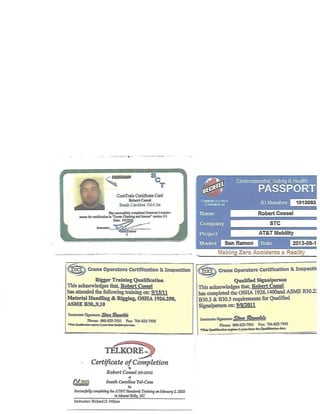 Robert Cossel Certs & Awards | PDF