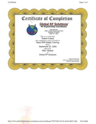 Robert Cossel Certs & Awards | PDF