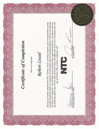 Robert Cossel Certs & Awards | PDF