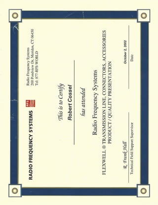 Robert Cossel Certs & Awards | PDF