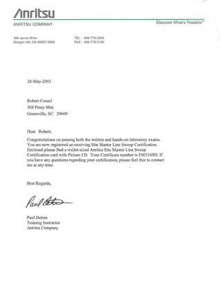 Robert Cossel Certs & Awards | PDF