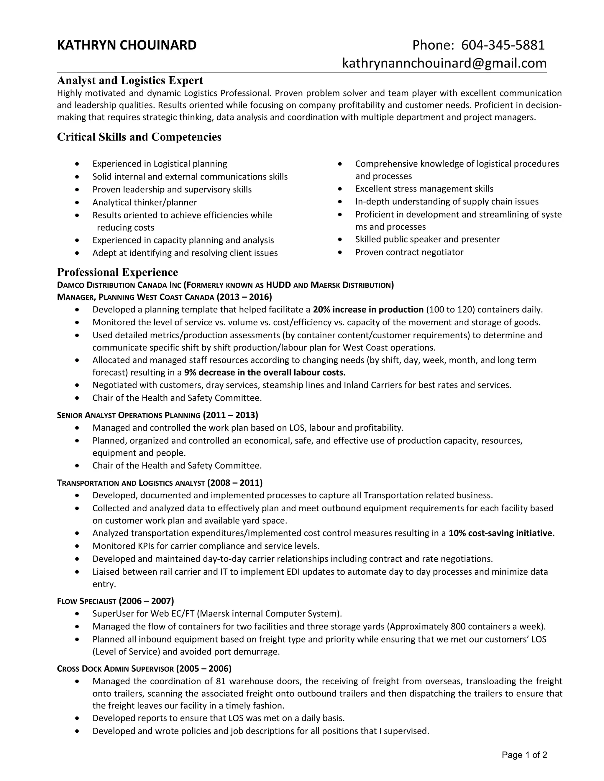 Kathryn Chouinard resume | DOC