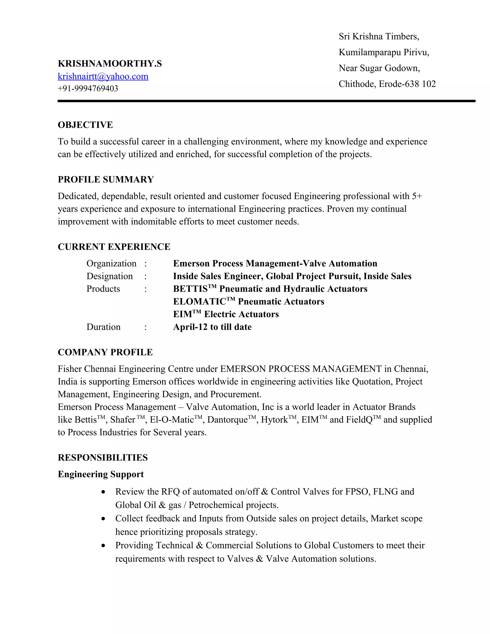 Krishna-Inside Sales Engineer | PDF