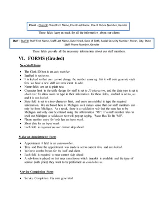 A.J.W. Hair Salon Access Database Write-Up | DOCX