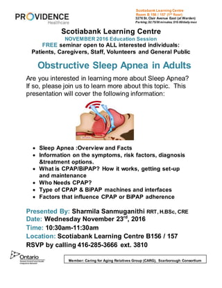 NOVEMBER 2016-Sleep Apnea Education Session (1) | DOCX | Ear, Nose and ...