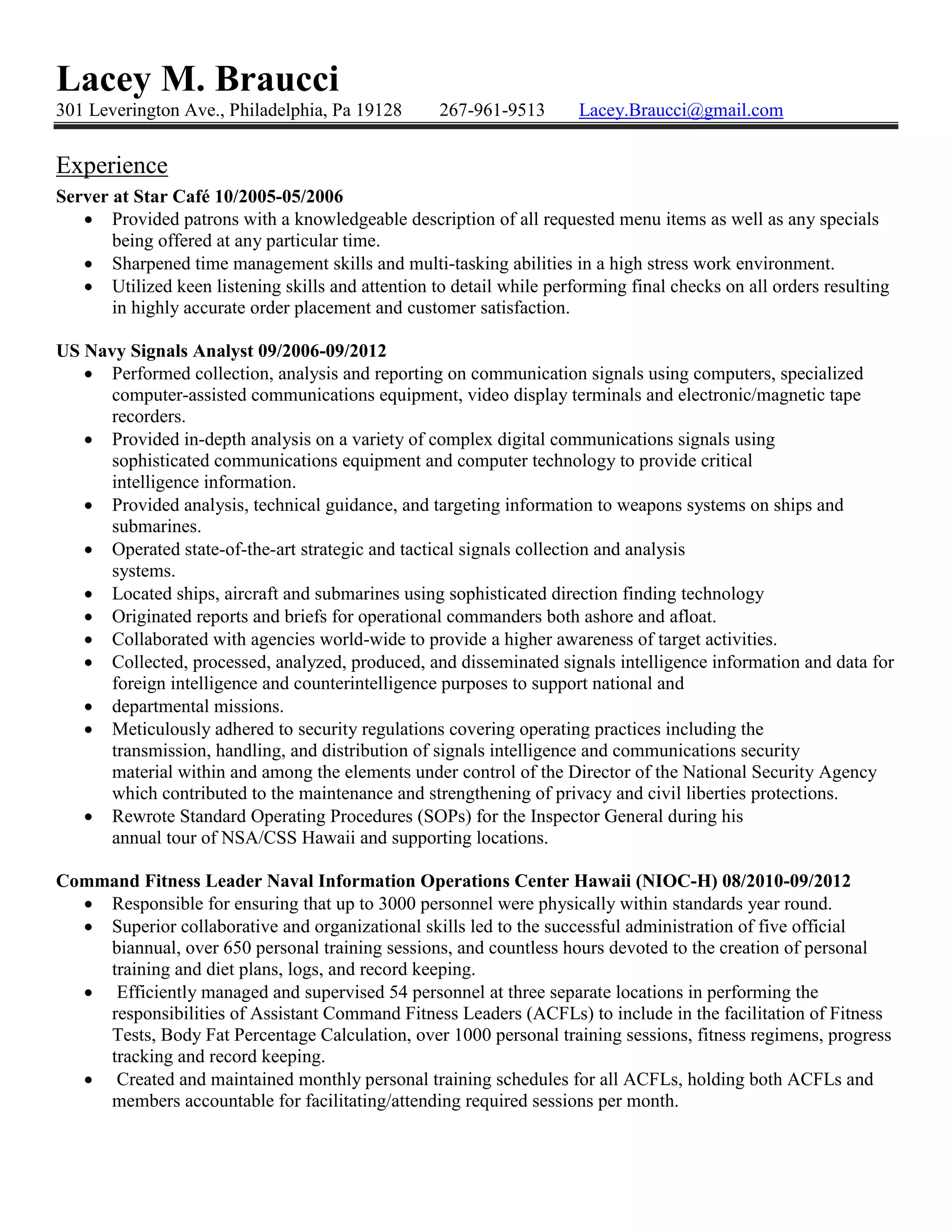Lacey's Master Chronological Resume | DOCX
