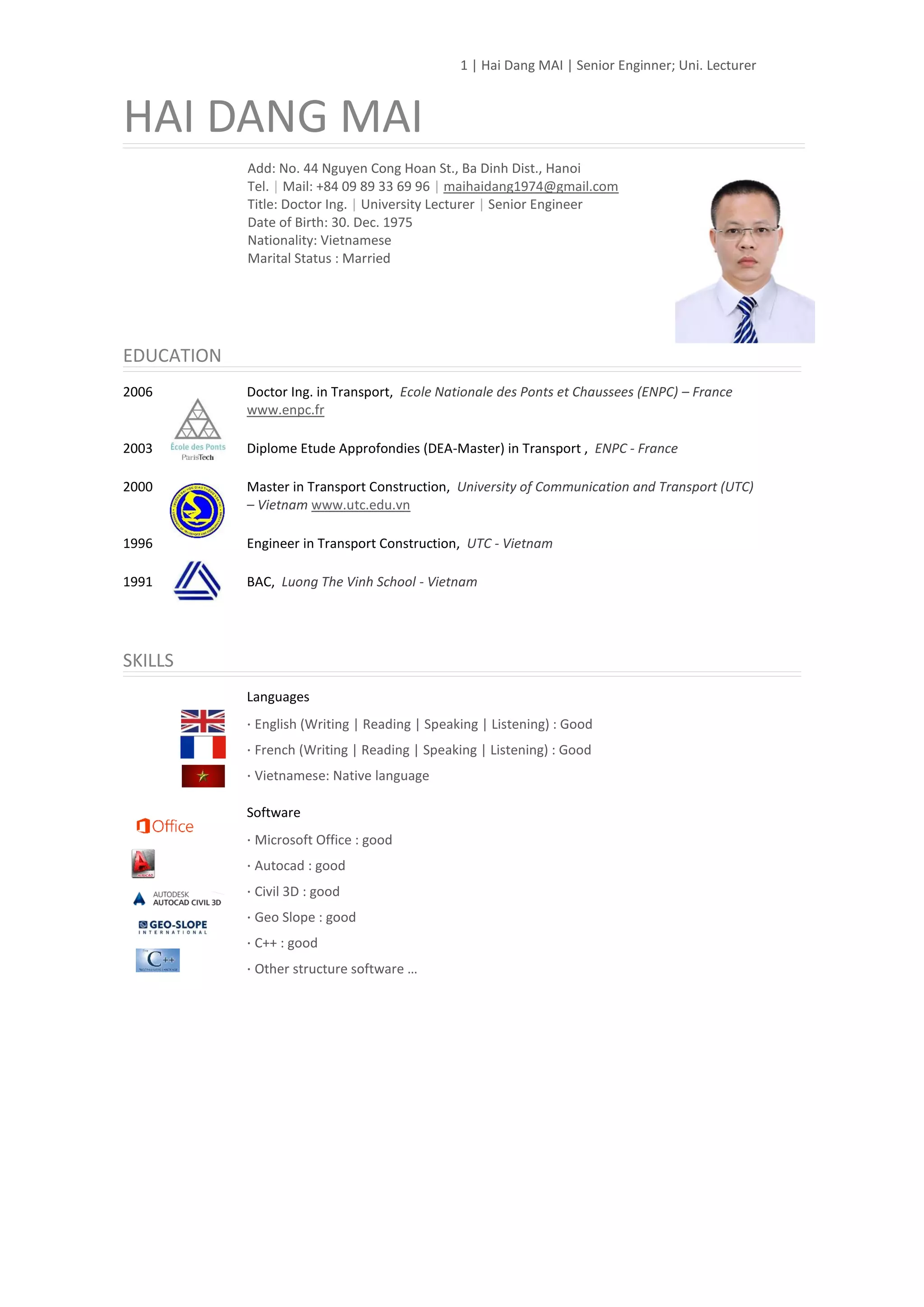 HAI DANG Mai CV-ENG2016 | PDF