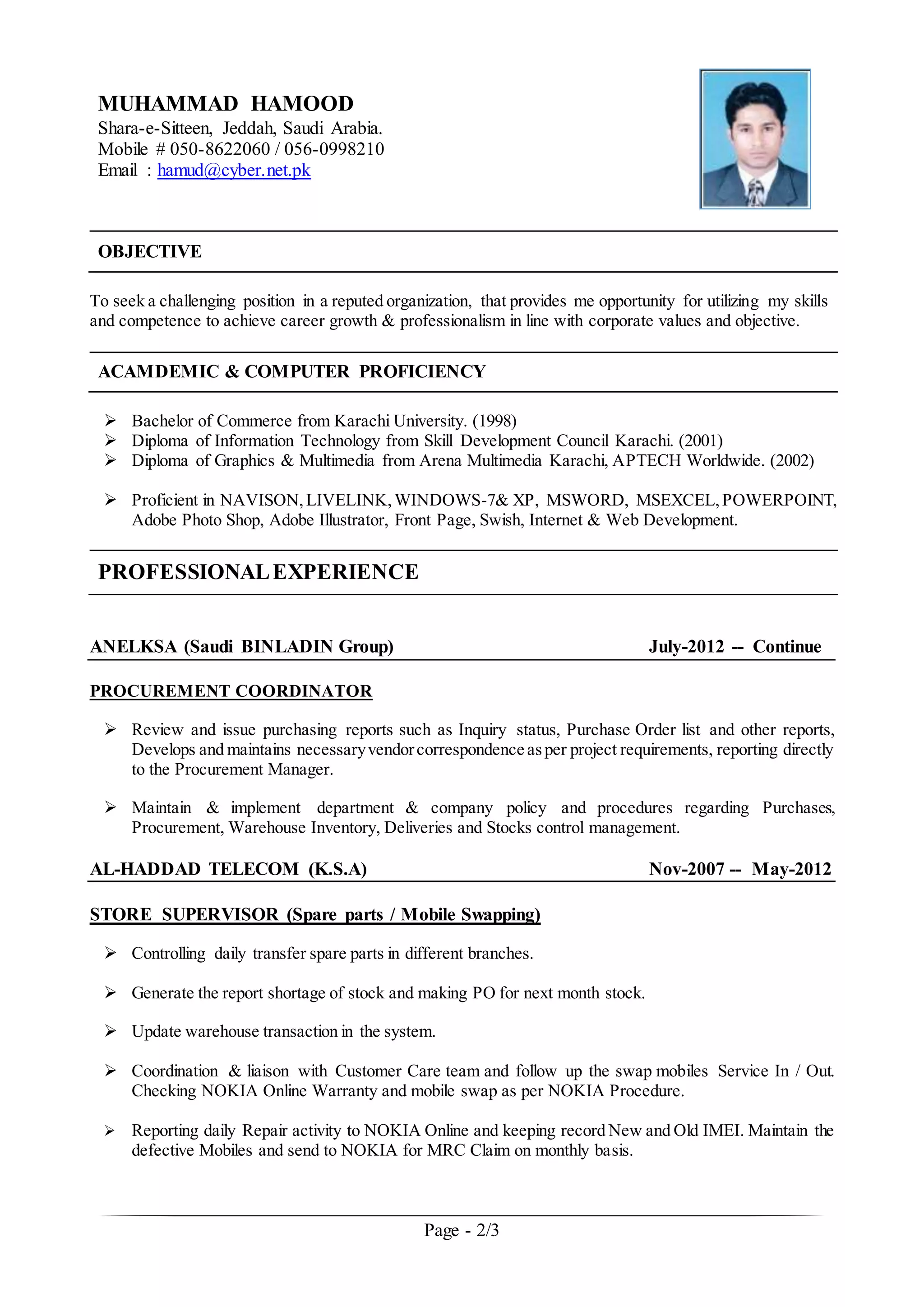 Hamood's CV 2016 | DOCX
