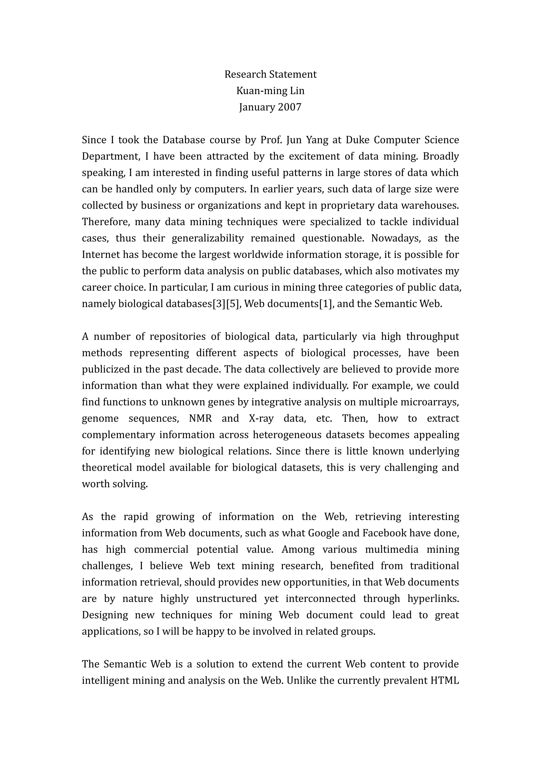 Research Statement | PDF | Databases | Computer Software and Applications