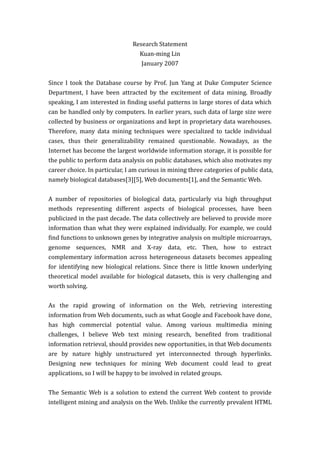 Research Statement | PDF | Databases | Computer Software and Applications