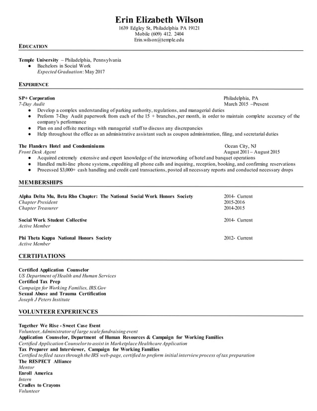 Erin Elizabeth Wilson Resume 2015 - Final Copy | PDF