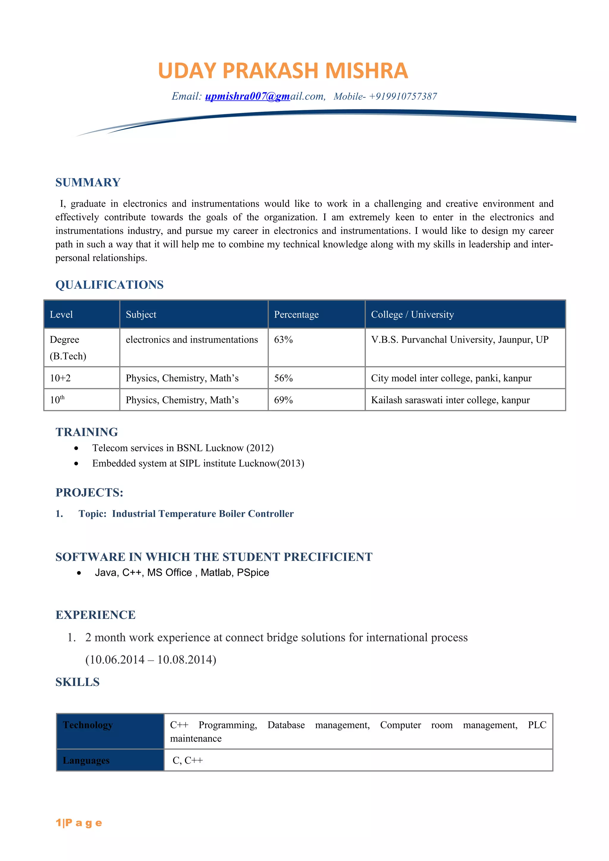uday resume | DOC