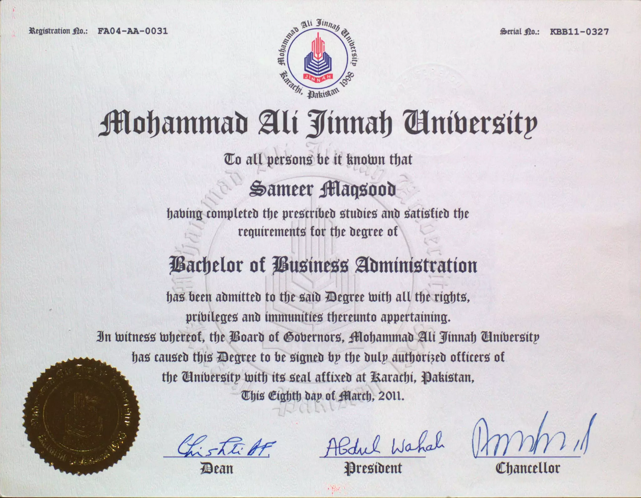 Bachelor Degree Front | PDF
