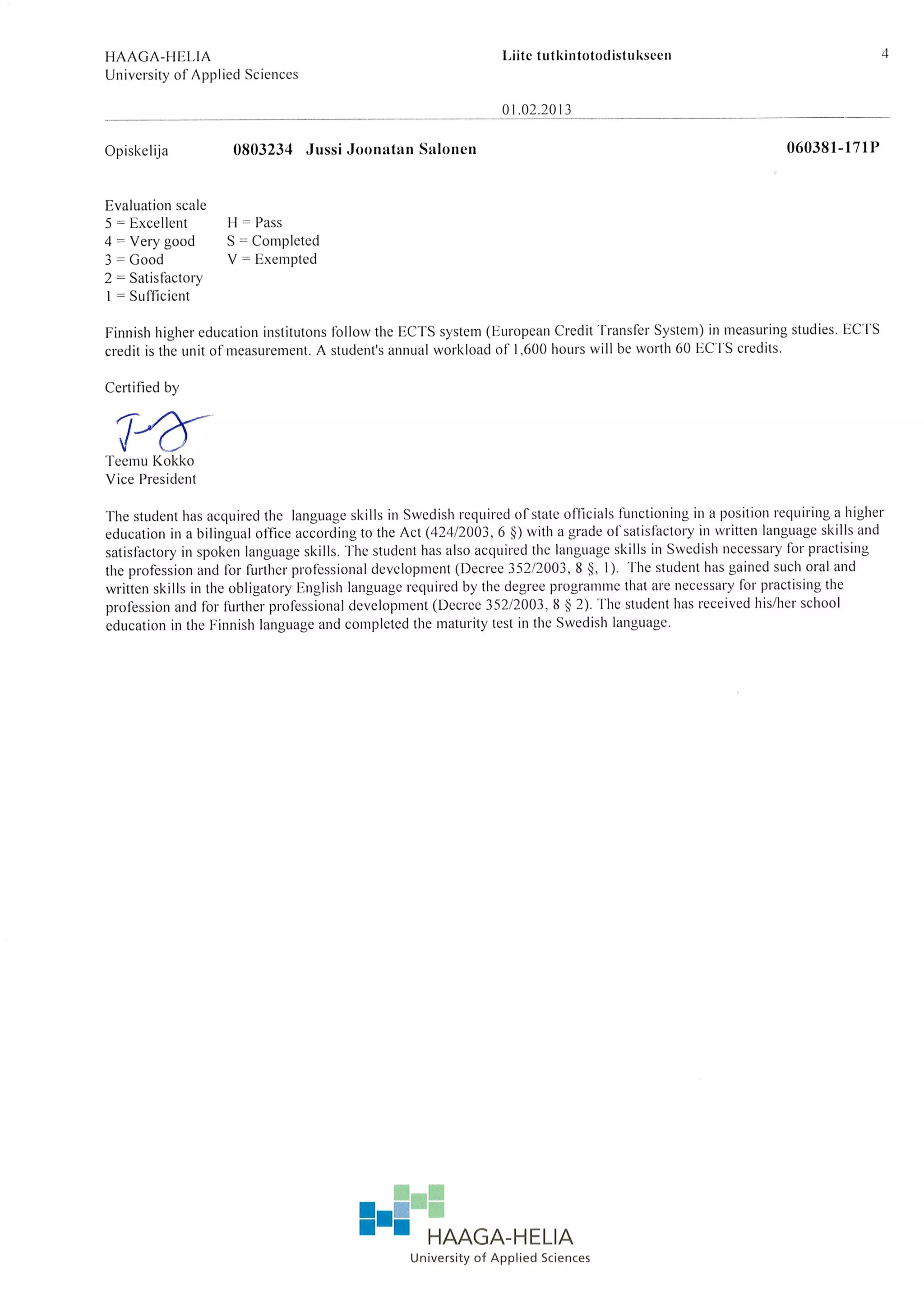 Haaga-Helia Diploma | PDF