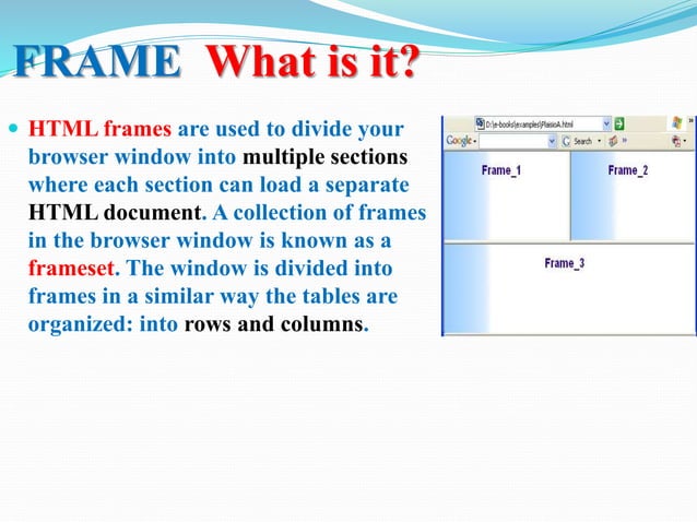DEFINE FRAME AND FRAME SET WITH A EXAMPLE | PPT