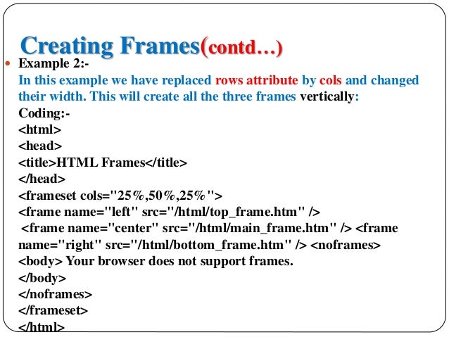 DEFINE FRAME AND FRAME SET WITH A EXAMPLE