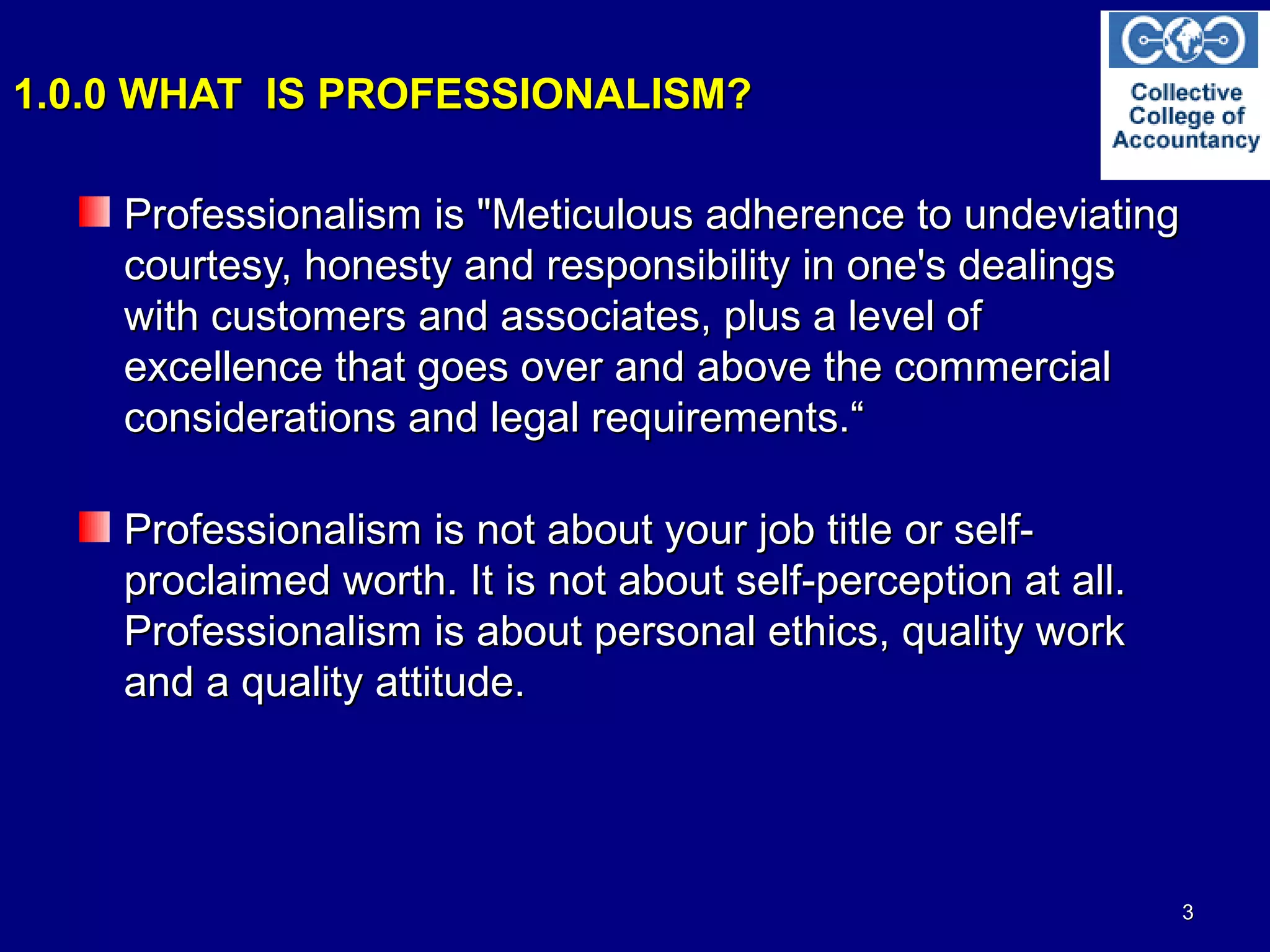 Importance of Professionalism | PPT
