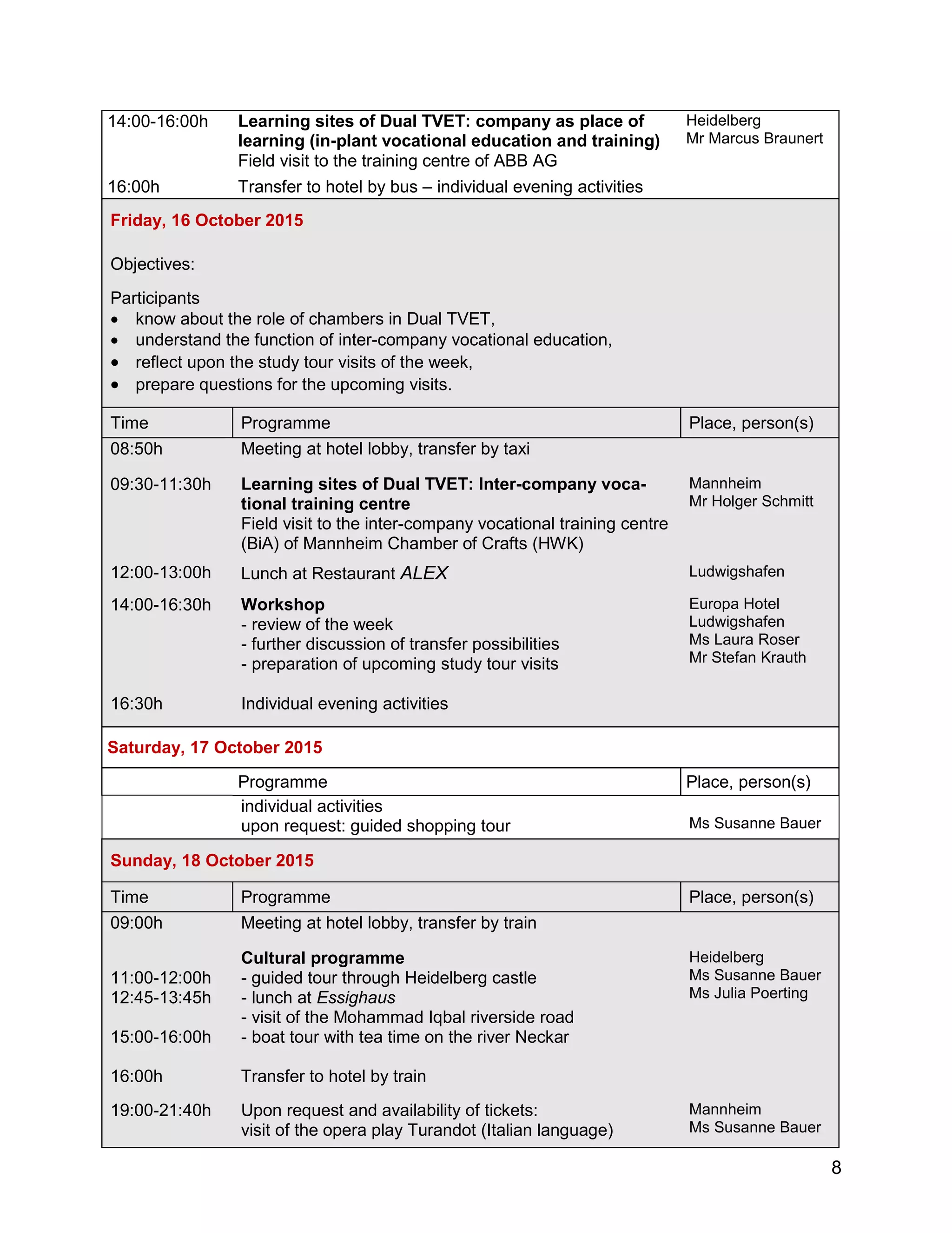Programme Booklet Tour Dual TVET | PDF