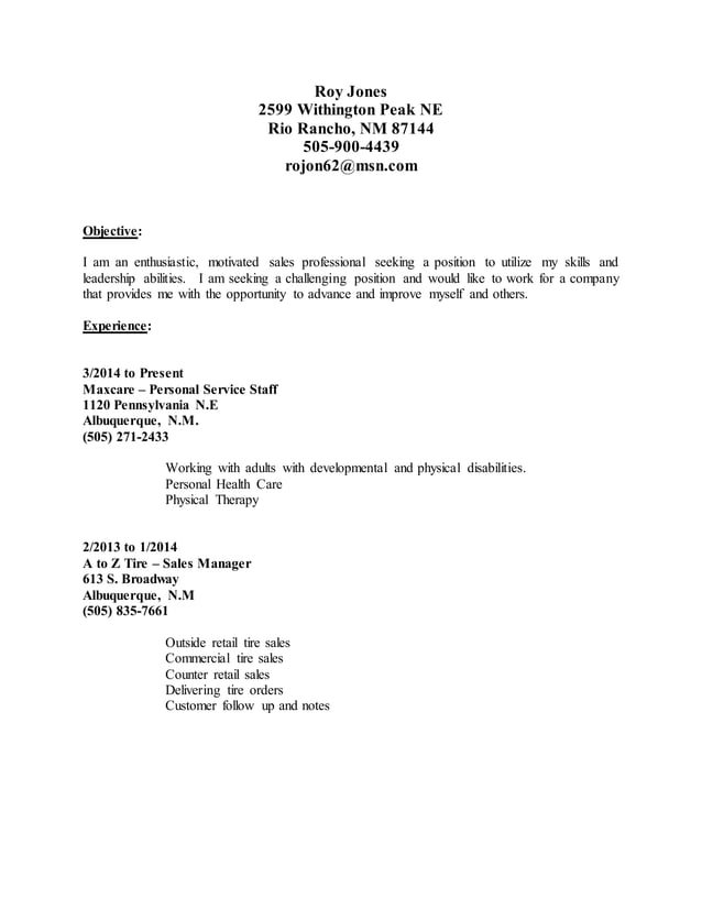 Roy Jones Resume | PDF