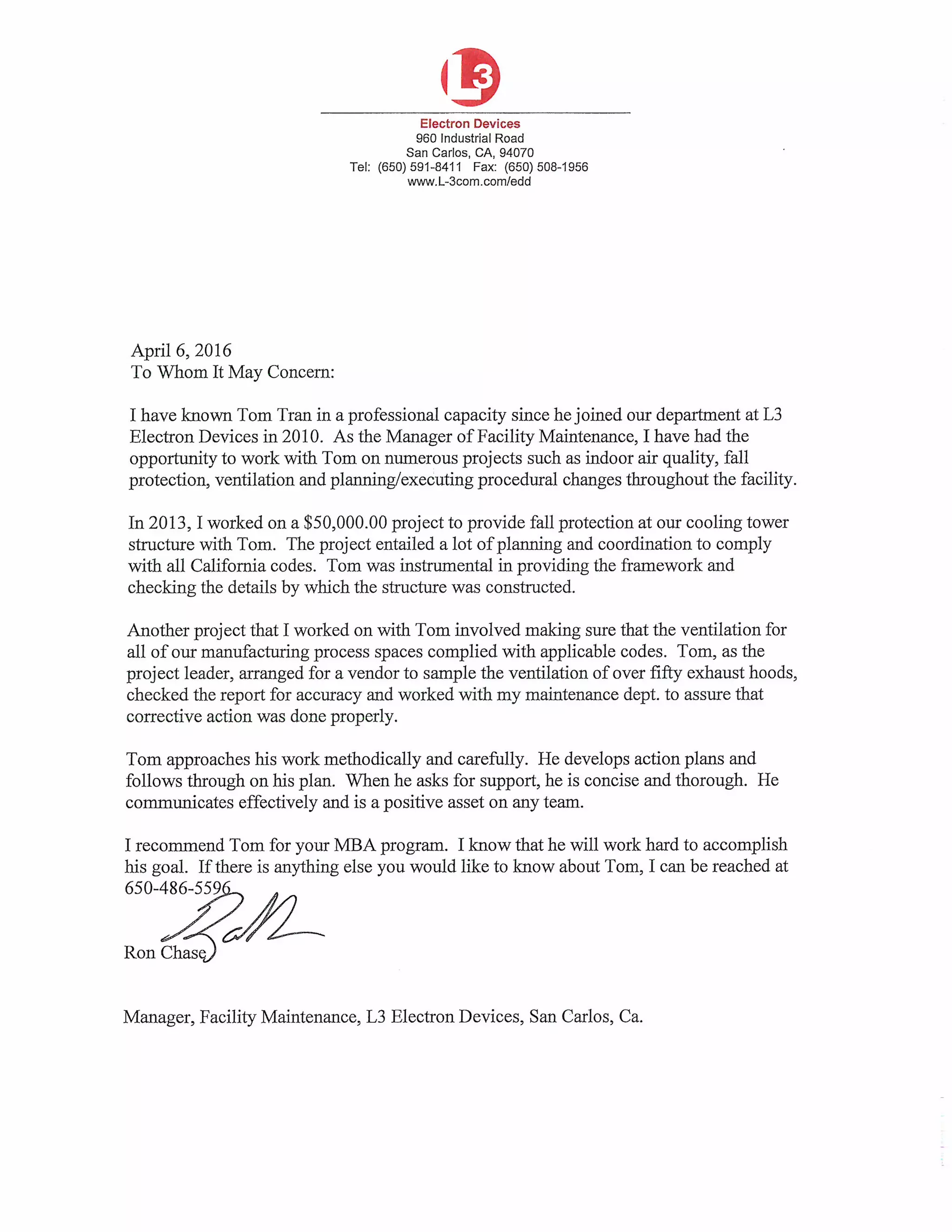 Letter of Recommendation TT2 | PDF