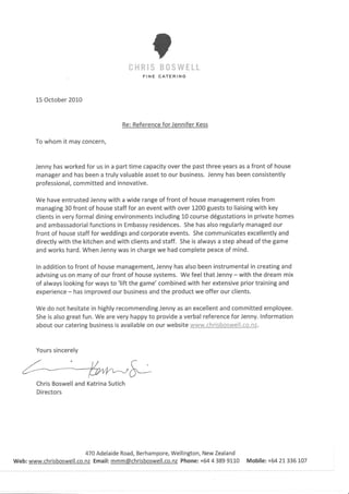 Employment Referenc Letter From Chris Boswell | PDF