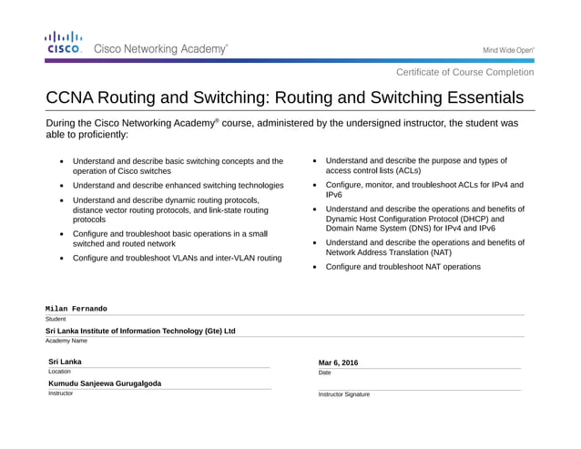 CCNA Routing and Switching Routing and Switching Essentials | PDF