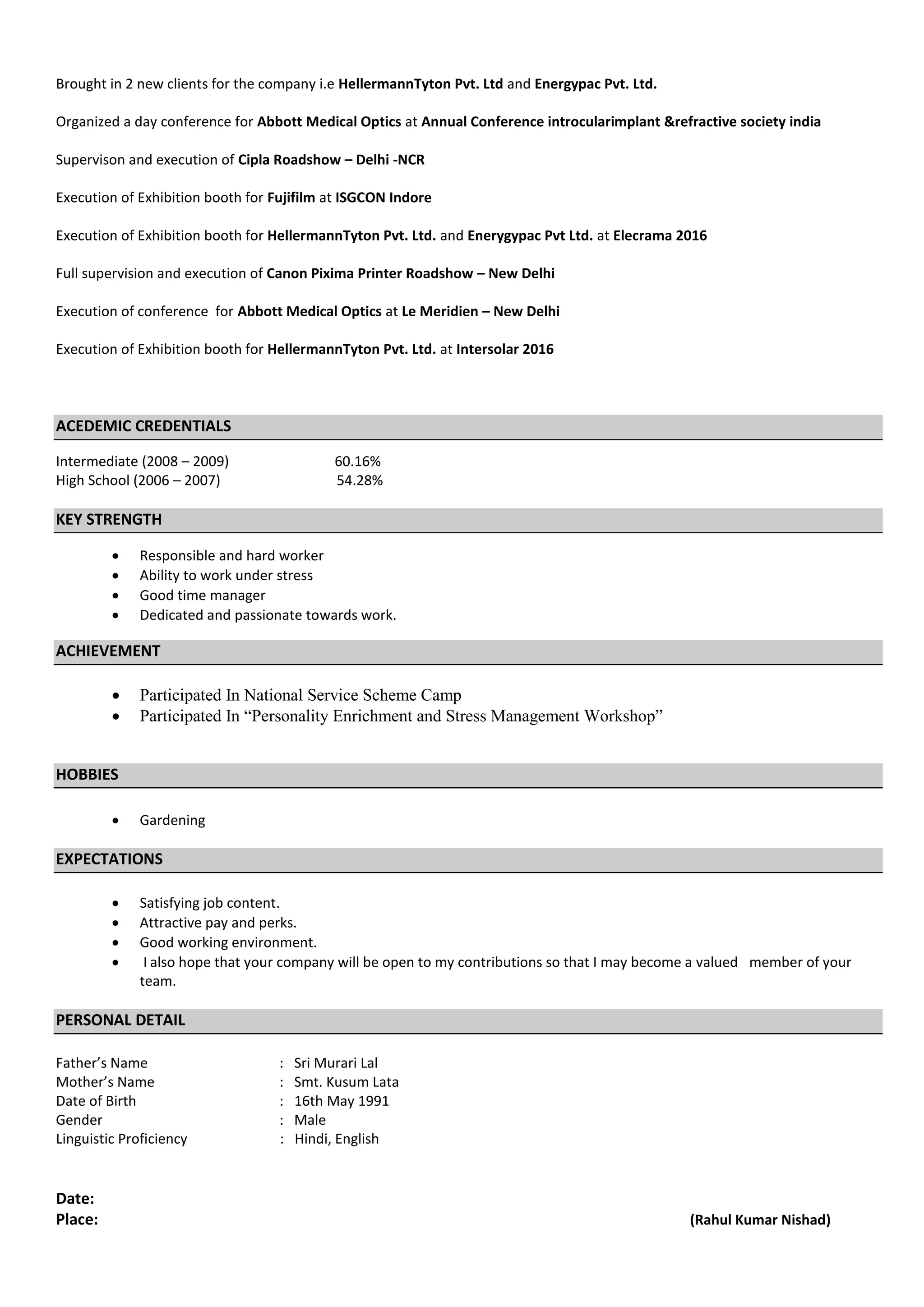 Rahul Kumar Nishad CV | PDF