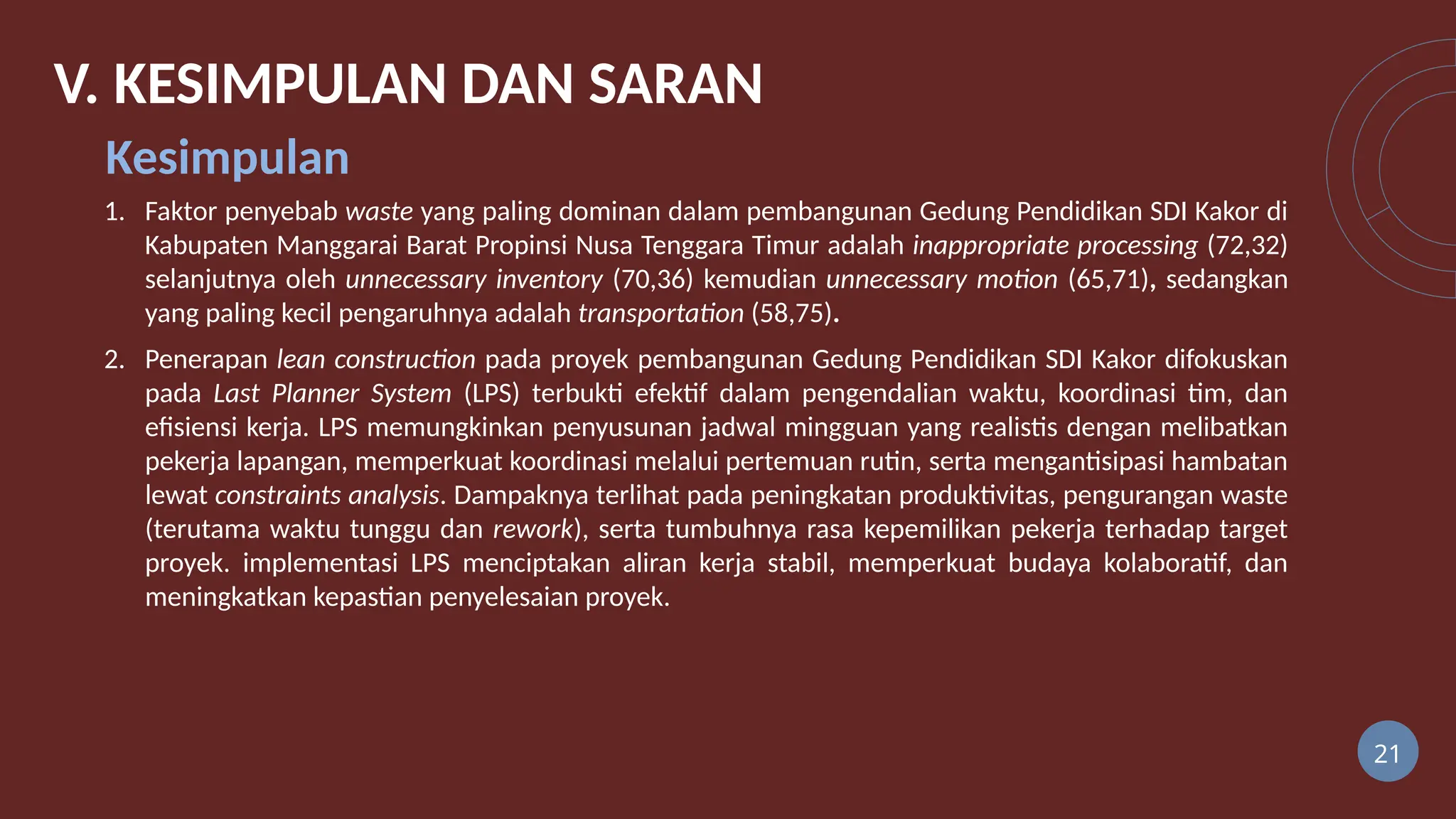 evaluasi penerapan metode lean construction dalam peningkatan efisiensi ...