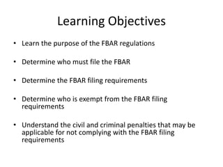 Demystifying the FBAR | PPTX